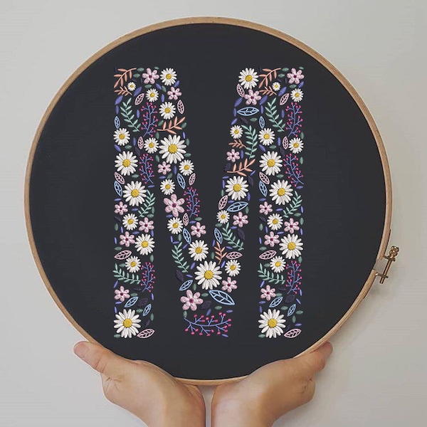 Letter M Embroidery - Etsy