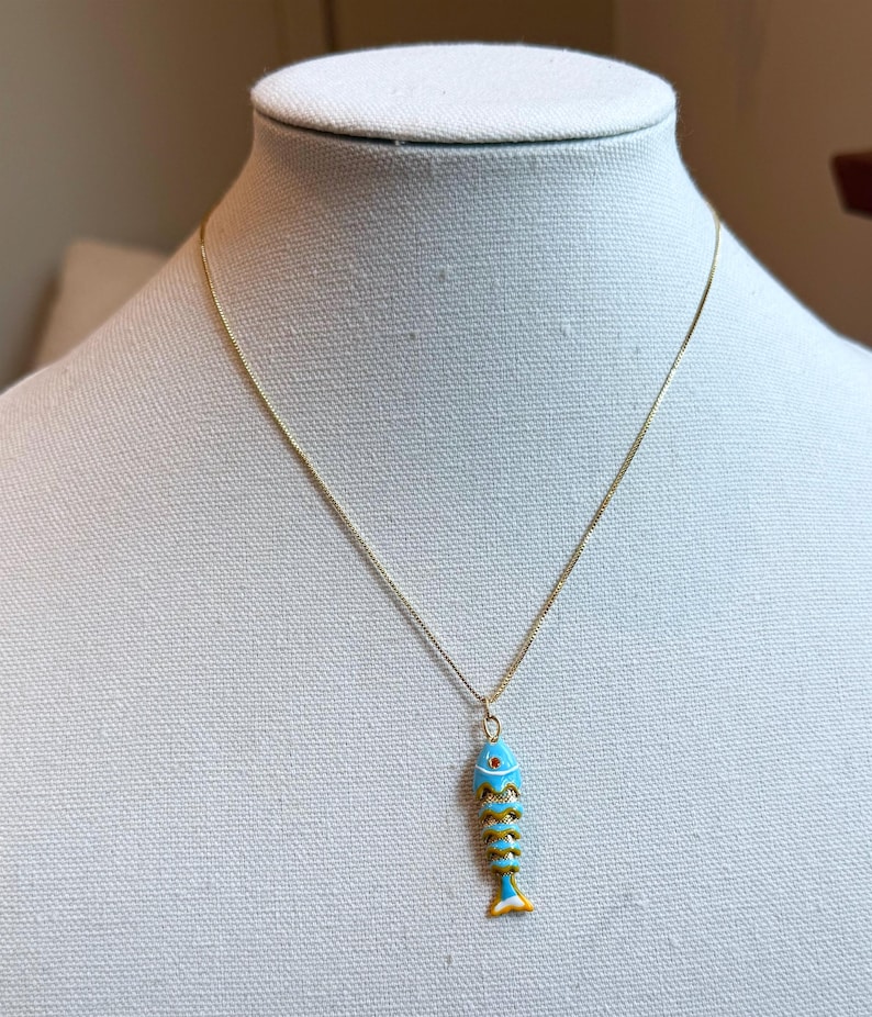 Enamel Fish Necklace: 18kt Gold Plated, Cubic Zirconia - Etsy