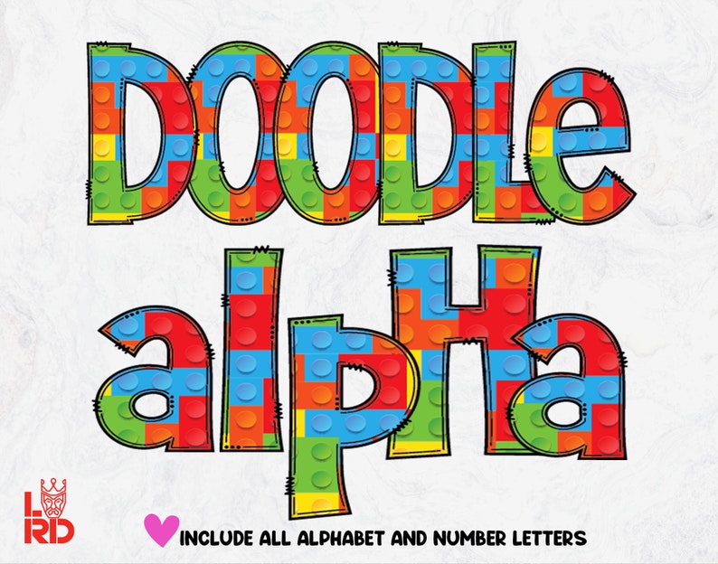 Colorful Brick Blocks Doodle Letters PNG, Blocks Alphabet SET, Digital ...