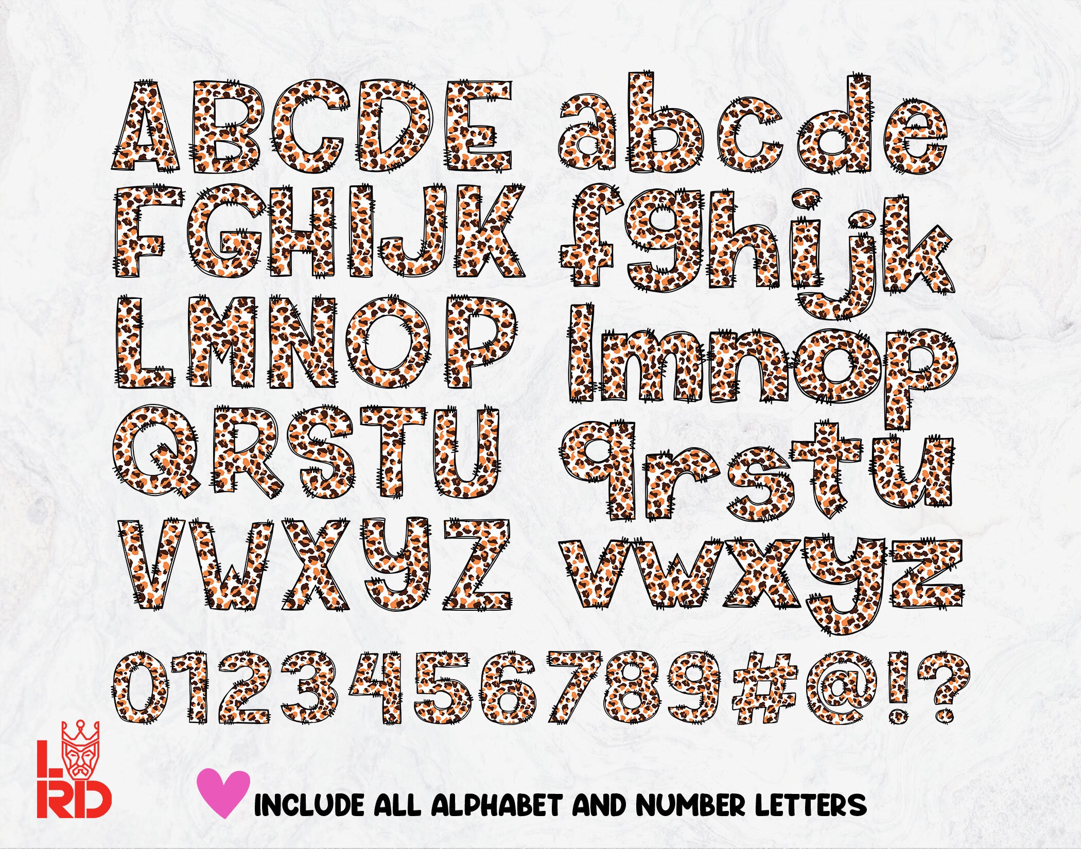 Leopard Print Alphabet PNG, Leopard Doodle Letters, Sublimation Designs ...