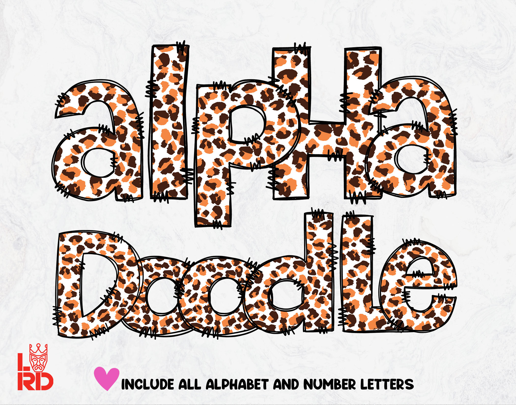 Leopard Print Doodle Alphabet PNG: Hand Drawn Sublimation Designs ...
