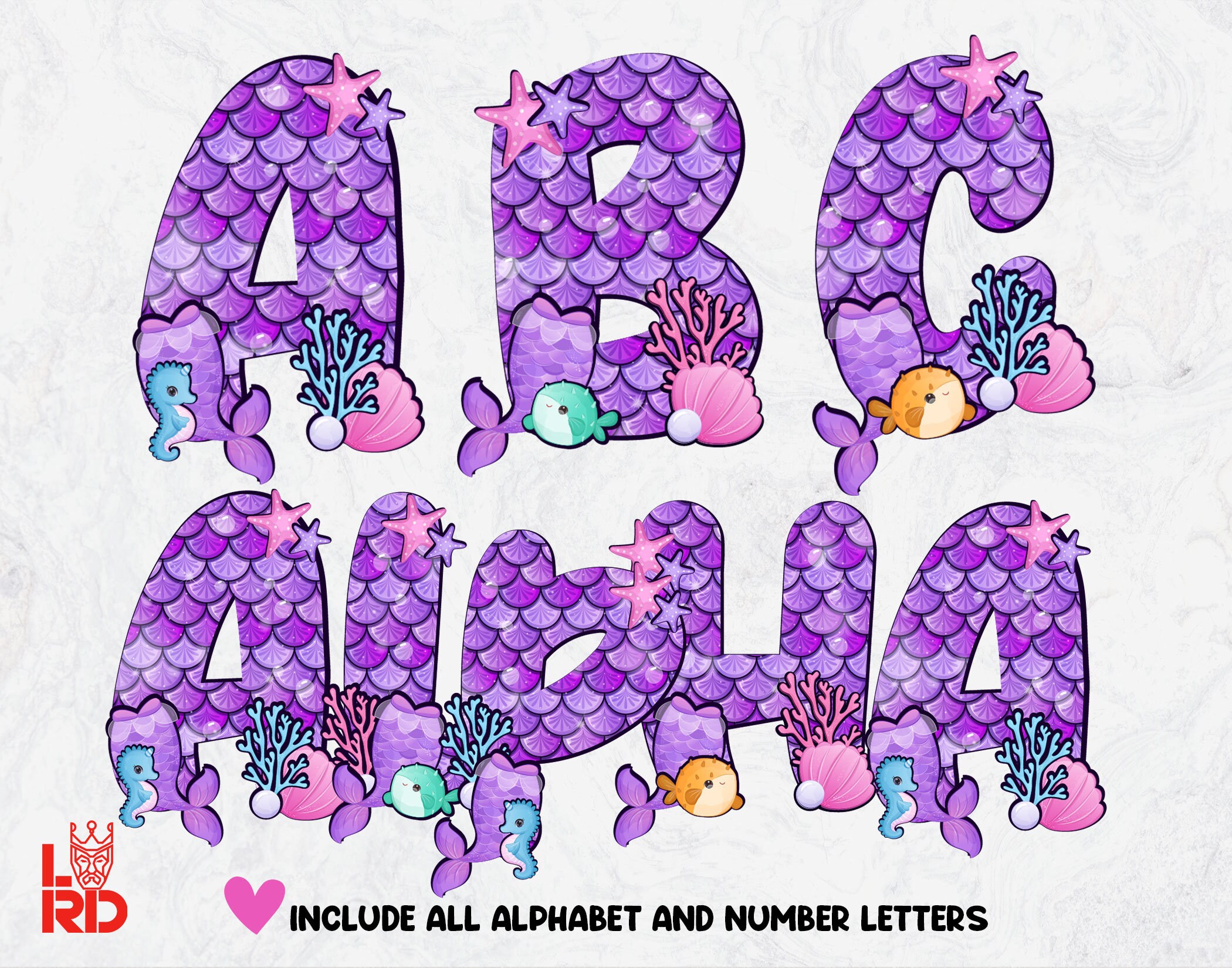 Cute Mermaid Alphabet PNG, Mermaid Letters, Sublimation Letters ...