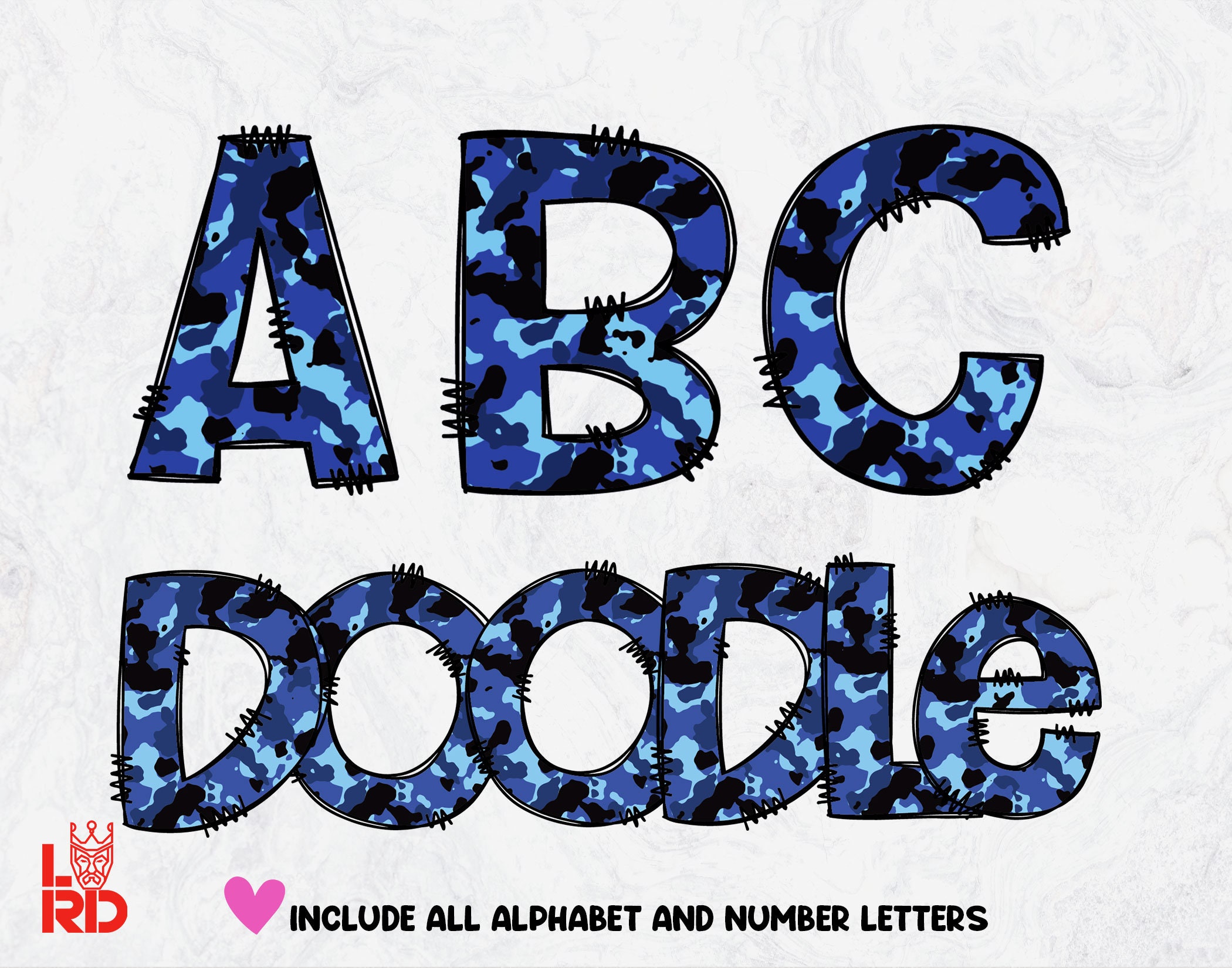 Blue Camouflage Alphabet Doodle Letters, Camo Letters, Military Clipart ...