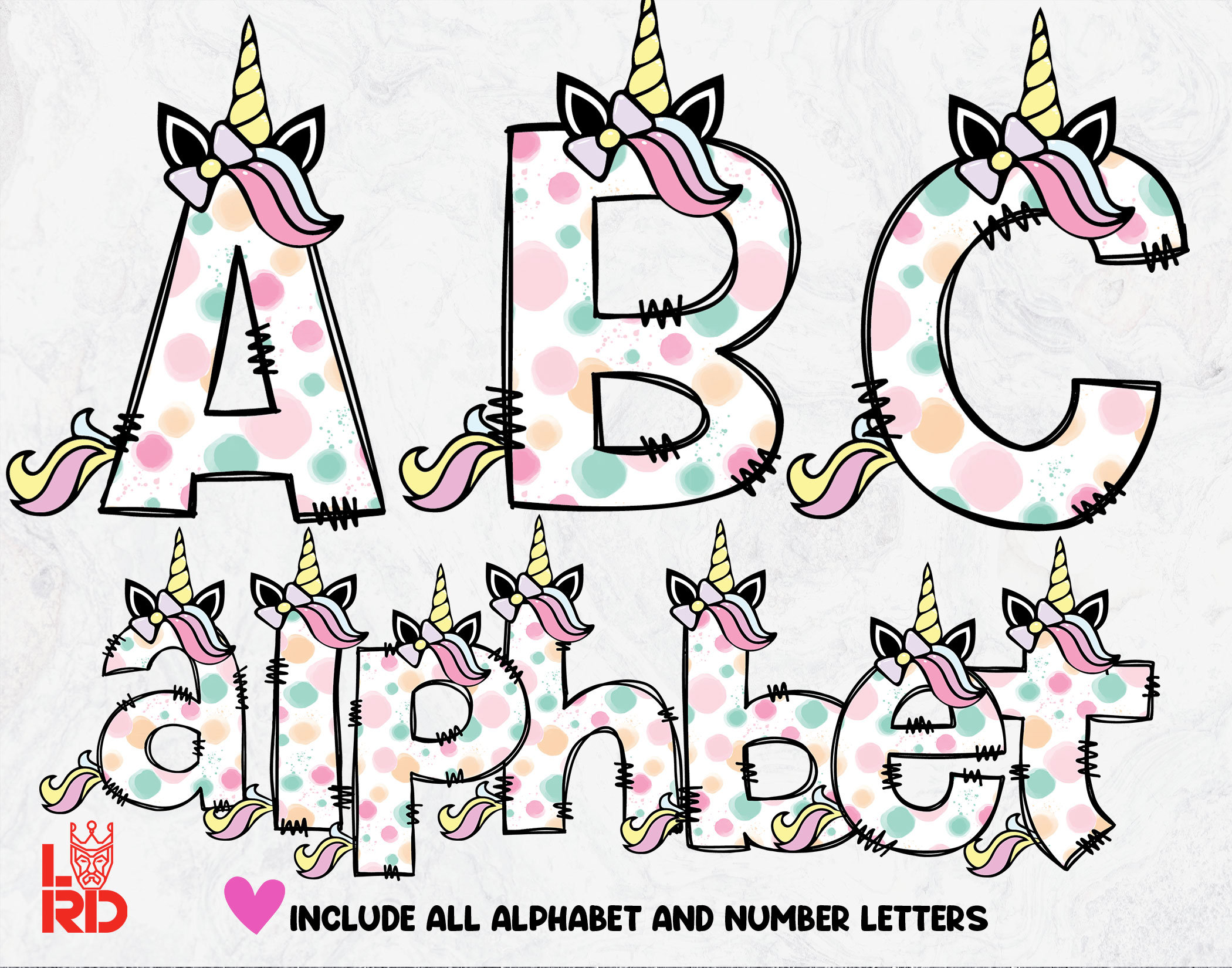 Unicorn Doodle Letters, Unicorn Letters, Hand Drawn Alphabet ...