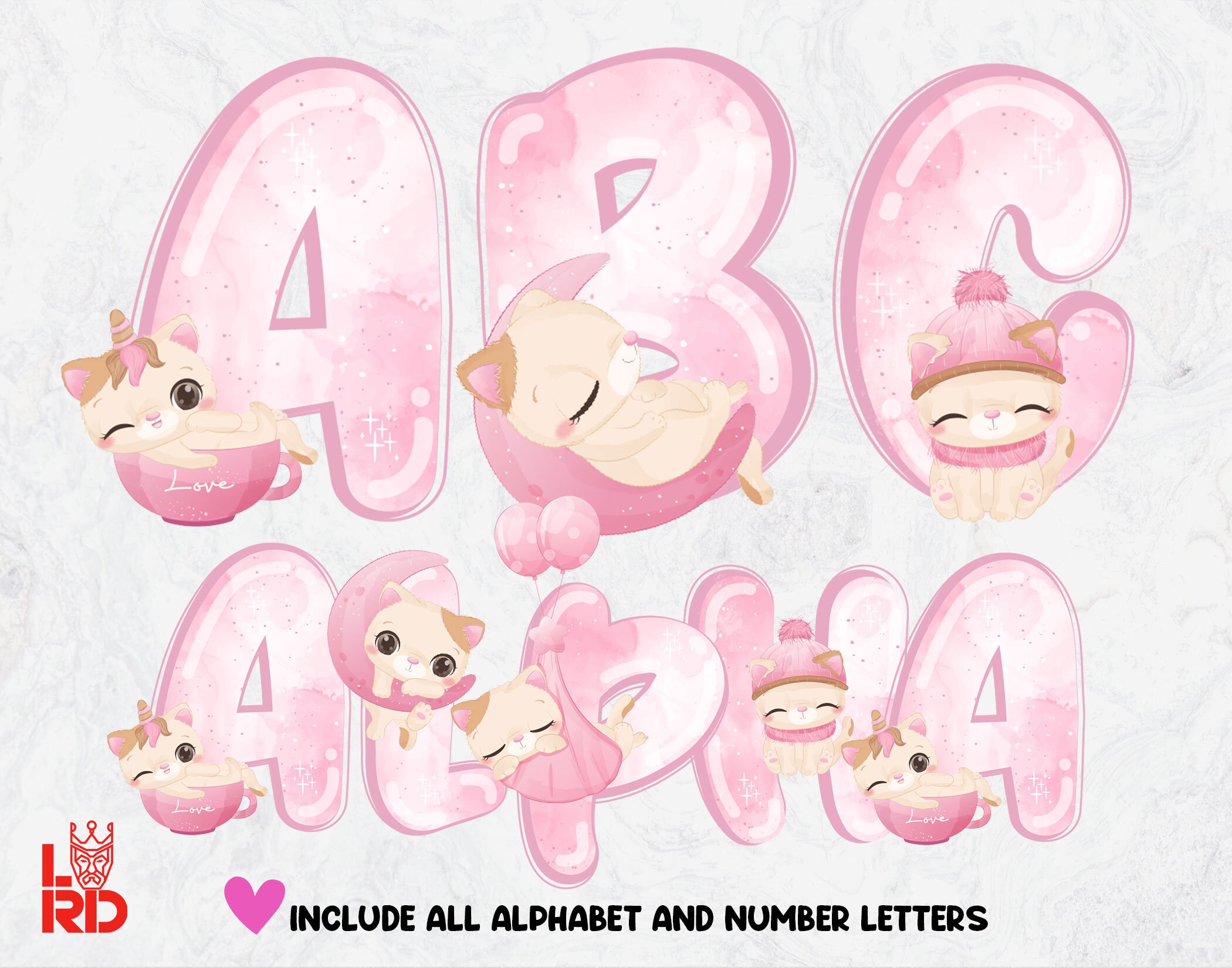 Cute Cat Letters Png, Kitty Letters Png, Cute Cat Sublimation, Kitty ...
