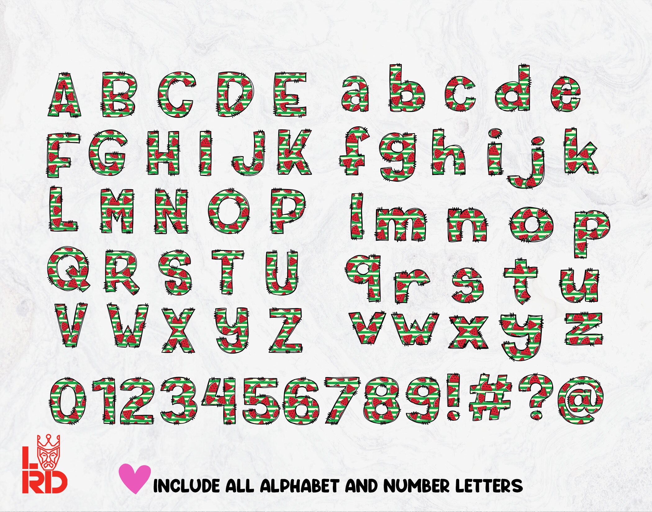 Watermelon Doodle Letters PNG: Fruit Alphabet Clipart (digital Download ...