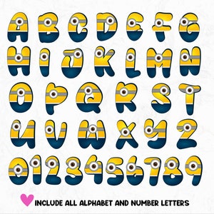 Despicable Me Minions Alphabet PNG: Cartoon Letters (digital Download ...