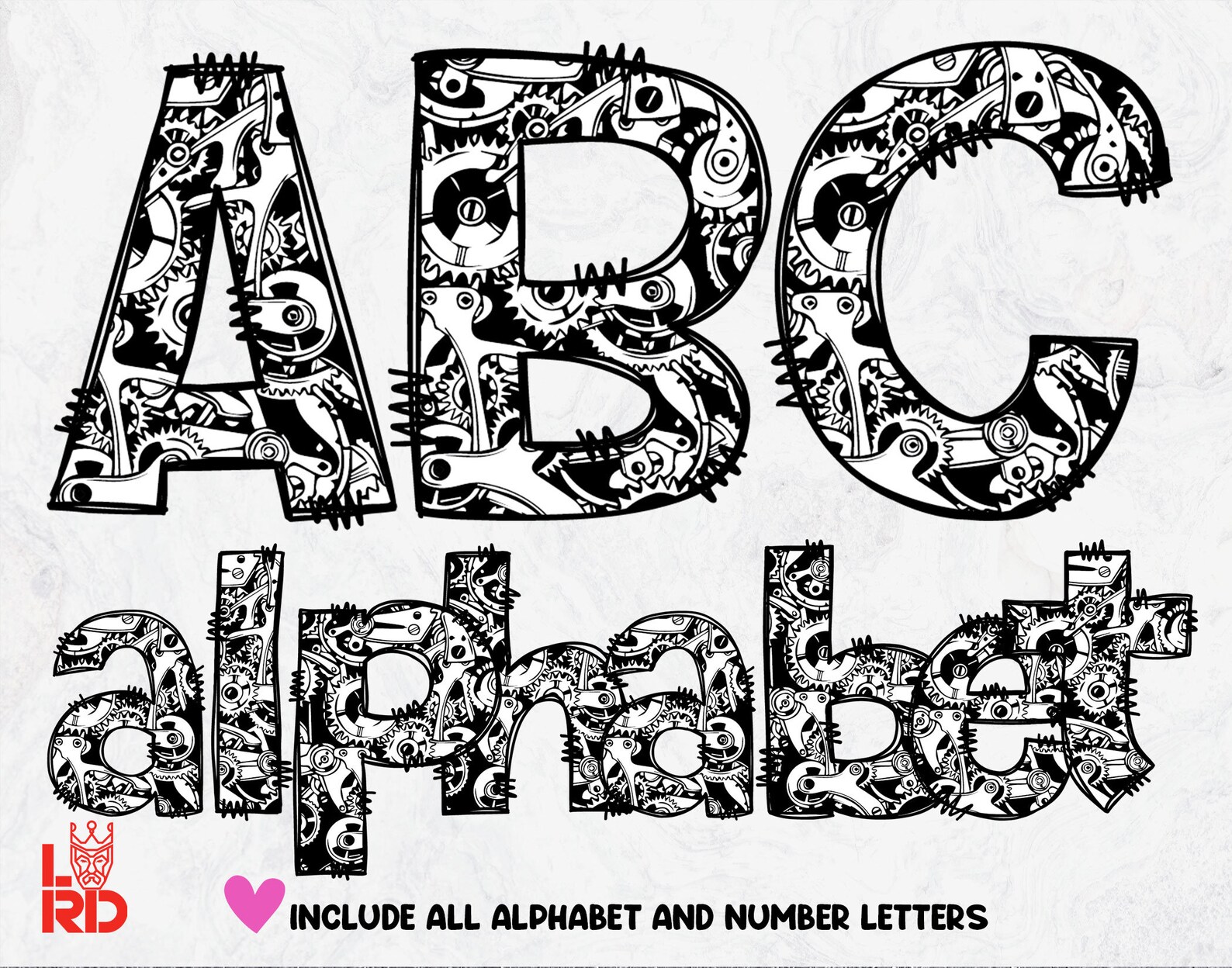 Gear Doodle Letters PNG, Motorcycle Alphabet PNG, Hand Drawn Alphabe ...