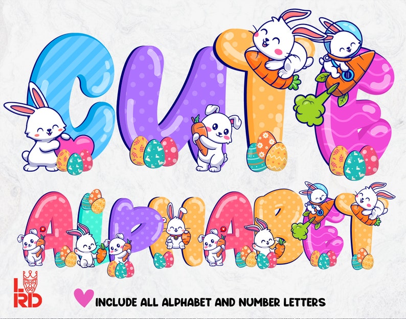 Easter Alphabet PNG, Cute Bunny Letters, Easter Sublimation, Easter ...