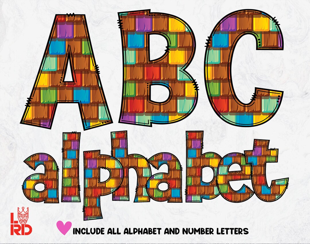 Colorful Blocks Doodle Letters PNG, Blocks Alphabet Clipart ...