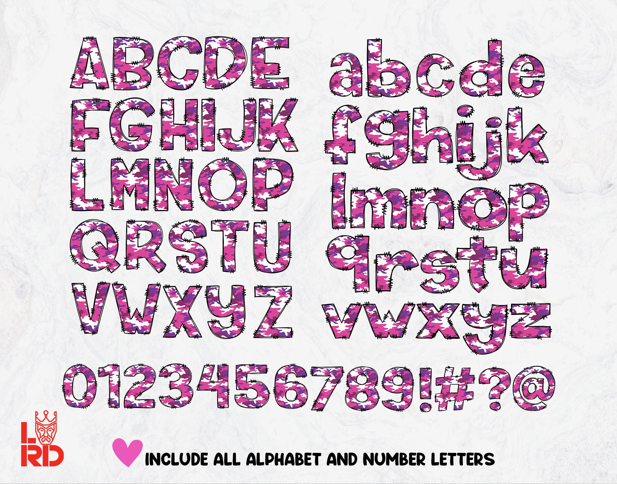 Pink Camo Doodle Alphabet, Military Camouflage, Army Letters ...