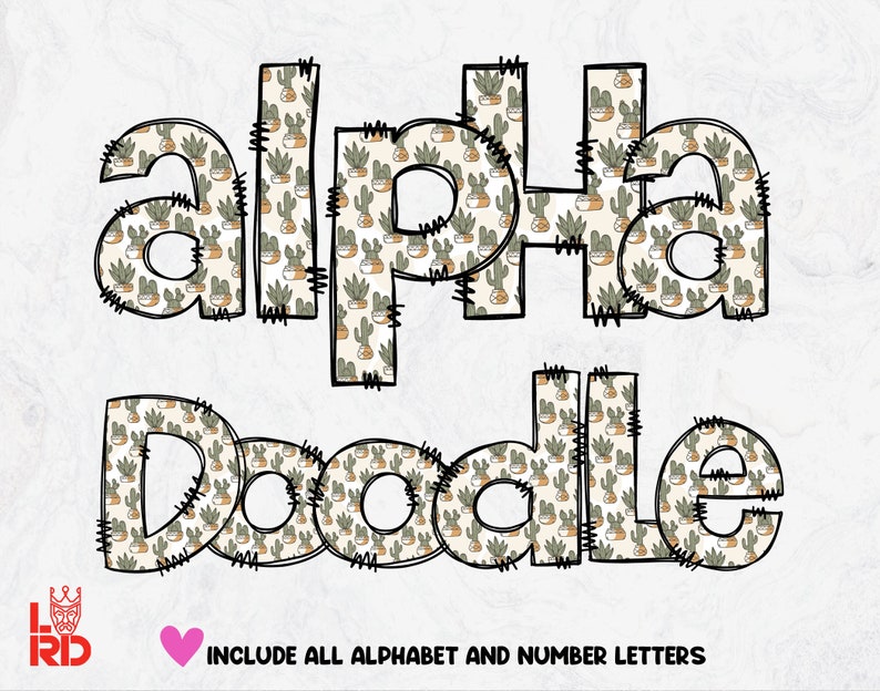 Cactus Doodle Letters PNG, Desert Alphabet Set, Sublimation Alpha Set ...