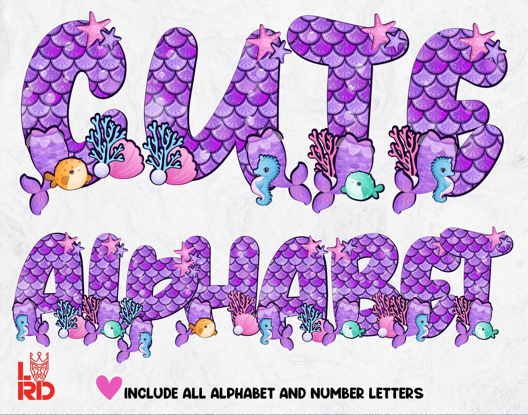 Cute Mermaid Alphabet PNG, Mermaid Letters, Sublimation Letters ...