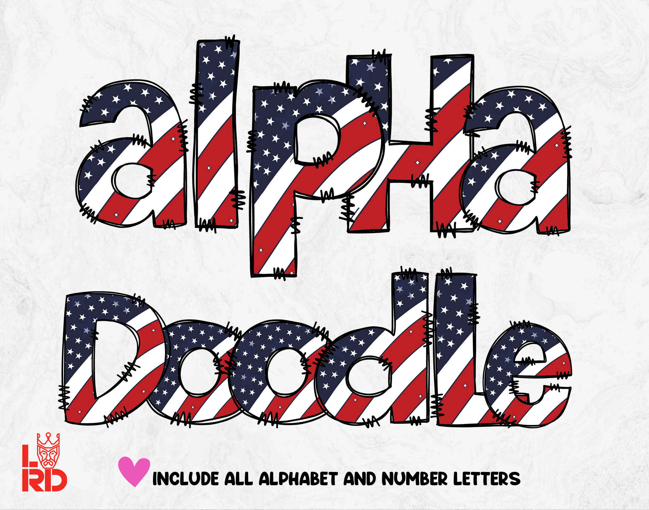 USA Alphabet Letters Set, Patriotic American Flag Doodle Letters, Hand ...