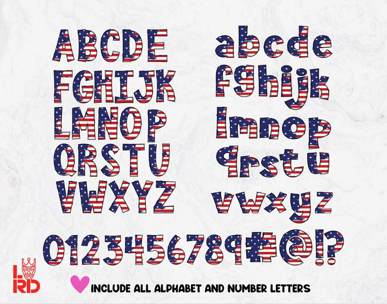 USA Flag Patriotic Doodle Letters, Flag Alphabet, Sublimation Alpha Set ...