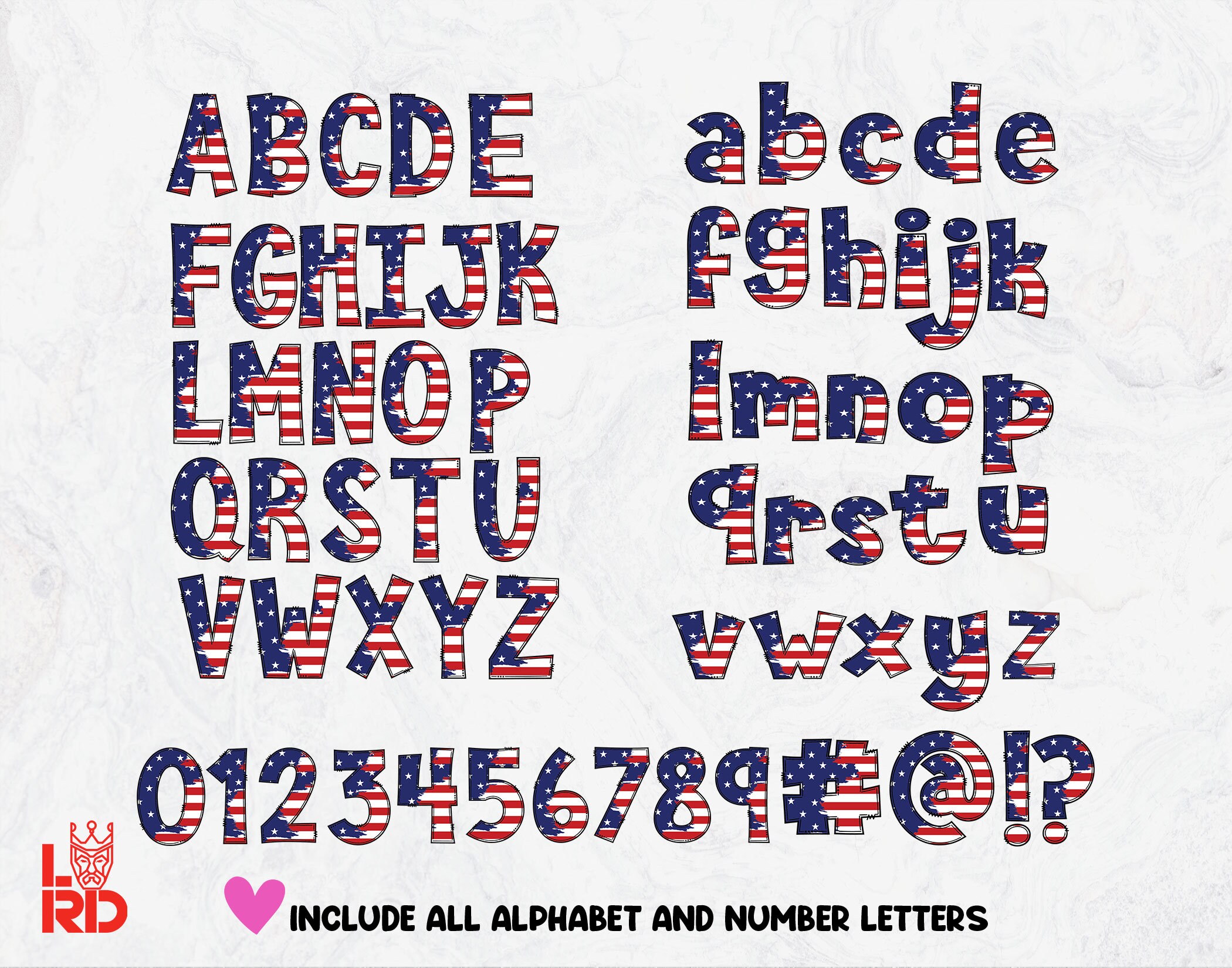 USA Flag Patriotic Doodle Letters, Flag Alphabet, Sublimation Alpha Set ...