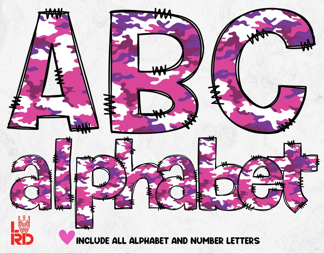 Pink Camo Doodle Alphabet, Military Camouflage, Army Letters ...