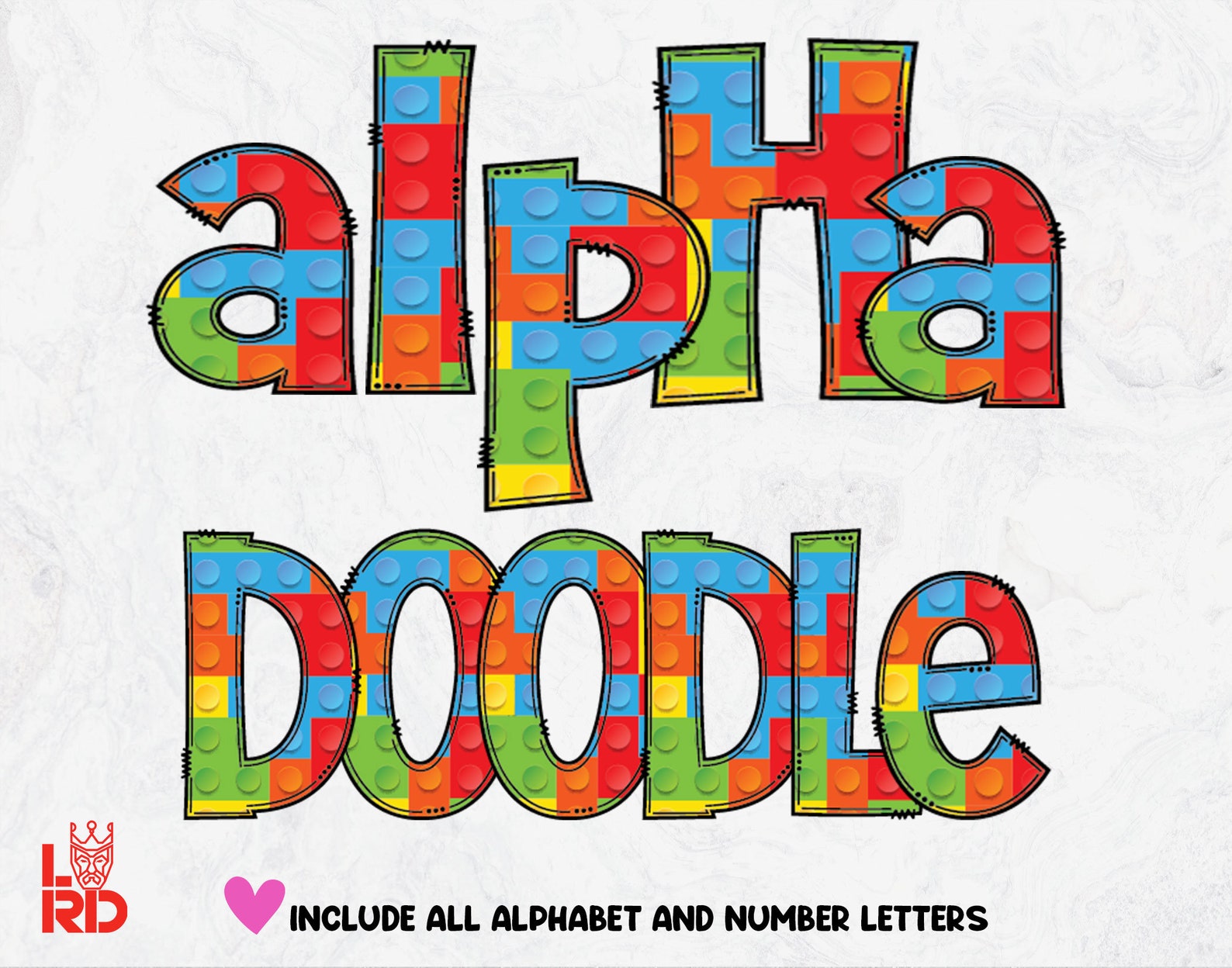 Colorful Brick Blocks Doodle Letters PNG, Blocks Alphabet SET, Digital ...