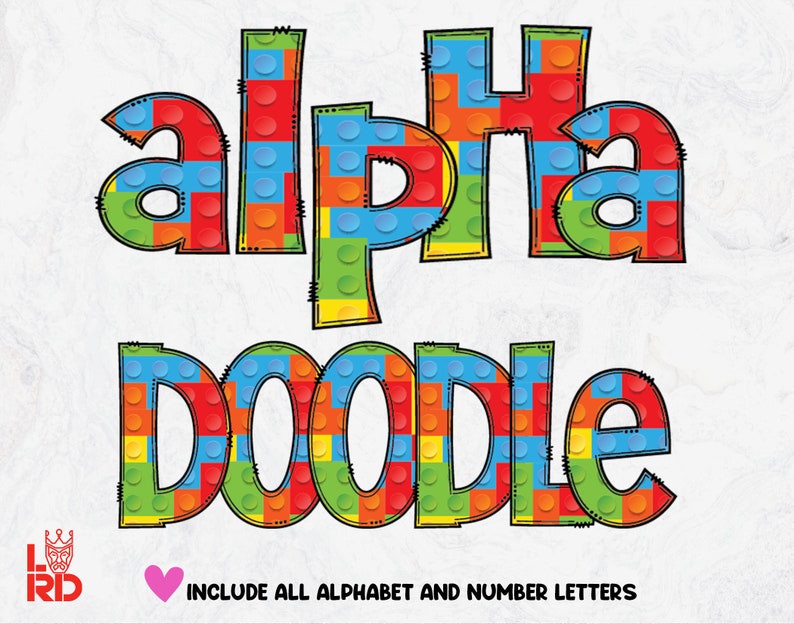 Colorful Brick Blocks Doodle Letters PNG, Blocks Alphabet SET, Digital ...
