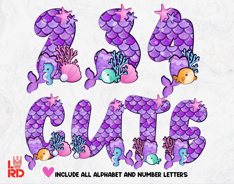 Cute Mermaid Alphabet PNG, Mermaid Letters, Sublimation Letters ...