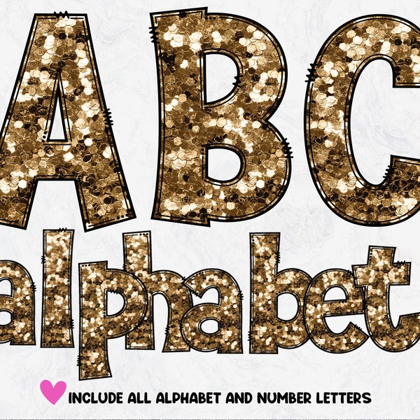 Gold Glitter Alphabet Letters - Etsy