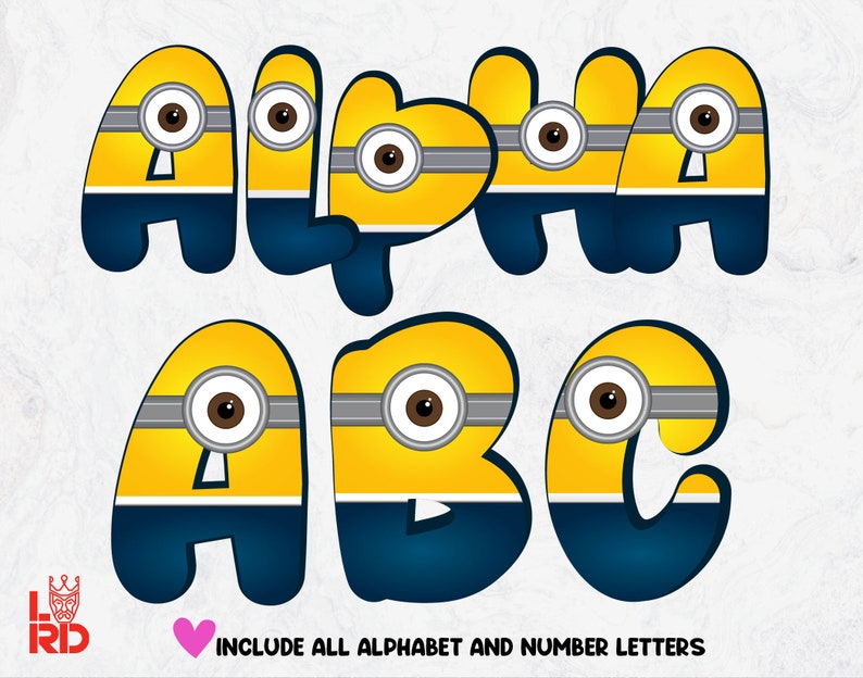 Despicable Me Minions Alphabet PNG: Cartoon Letters (digital Download ...