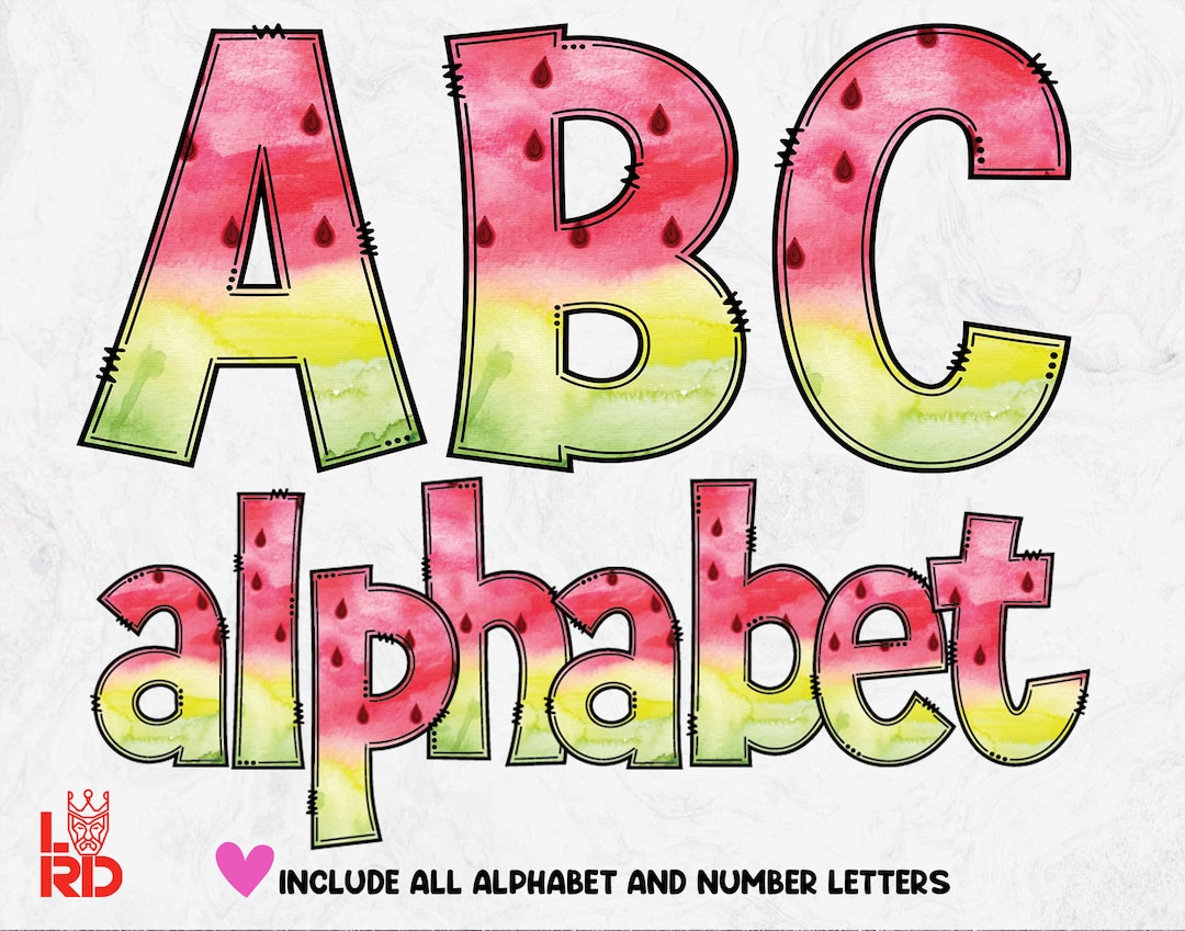 Watermelon Alphabet PNG, Fruit Letters, Fruit Doodle Letters ...
