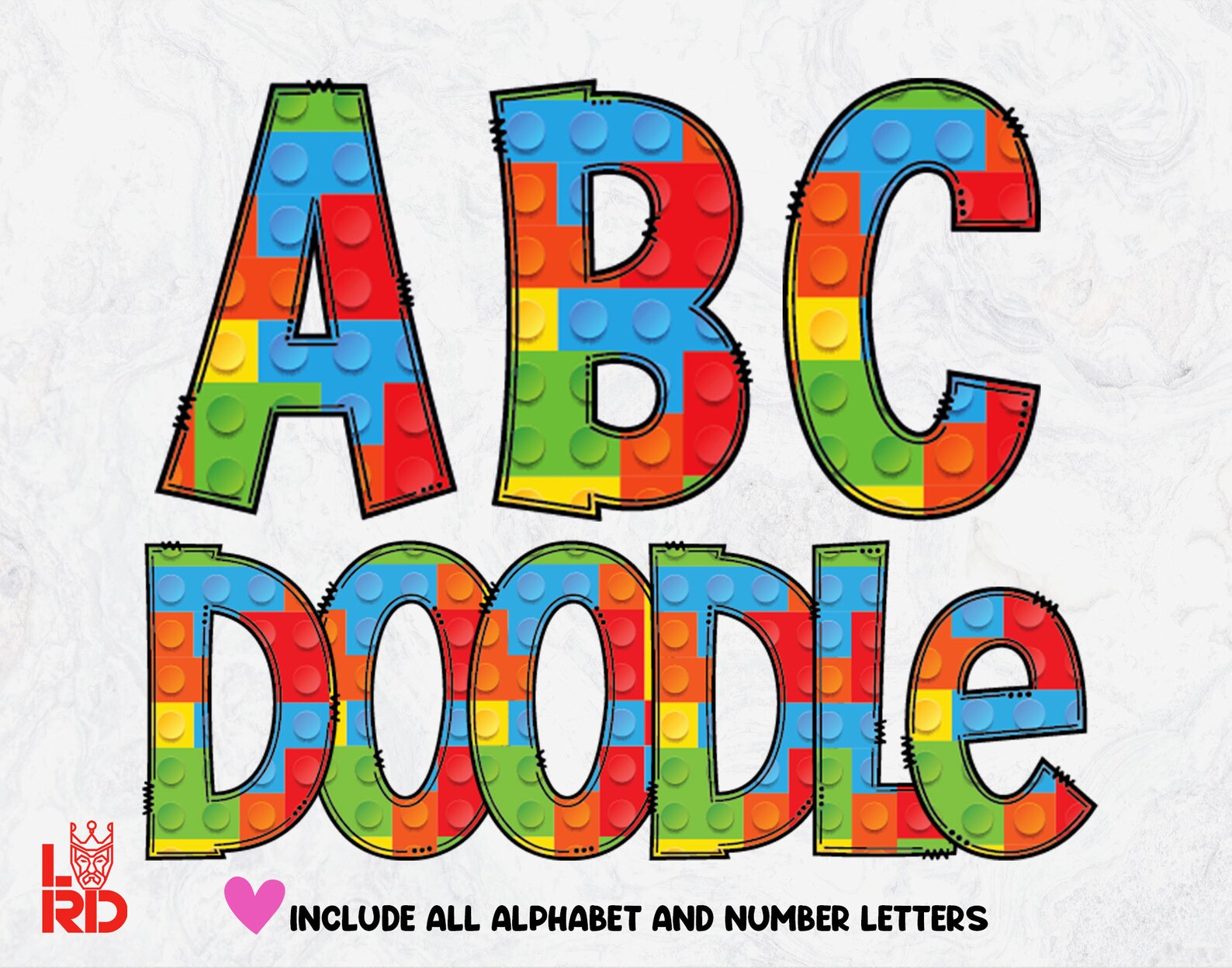 Colorful Brick Blocks Doodle Letters PNG, Blocks Alphabet SET, Digital ...