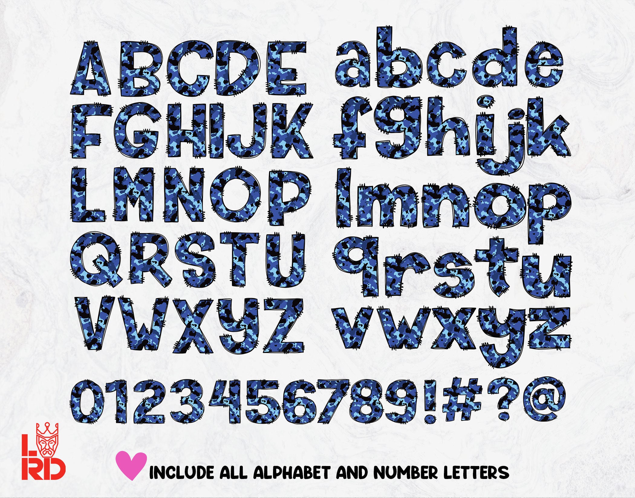 Blue Camouflage Alphabet Doodle Letters, Camo Letters, Military Clipart ...