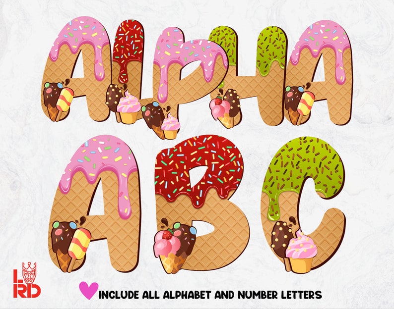 Ice Cream Alphabet PNG: Birthday Party Letters (digital Download) - Etsy