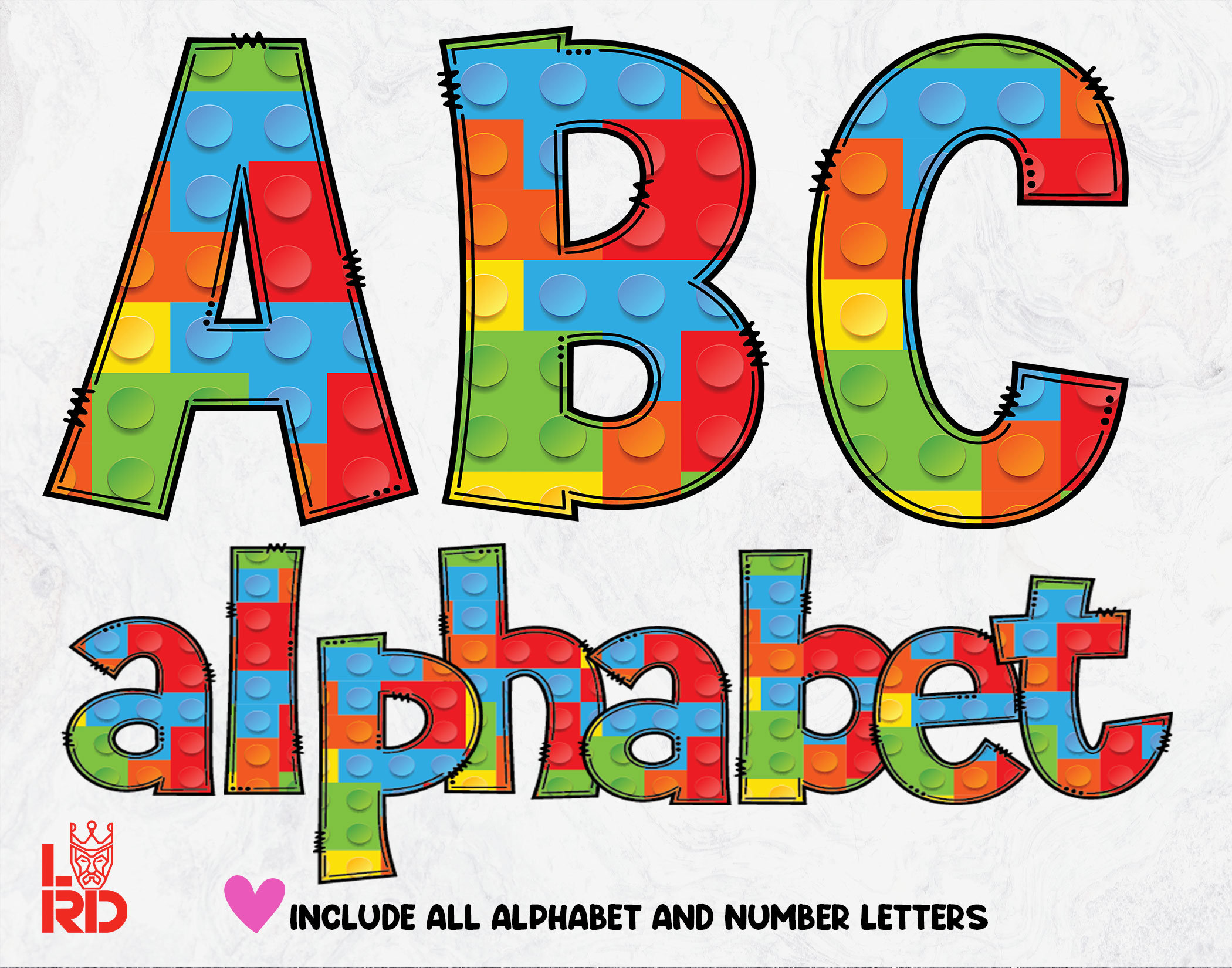 Colorful Brick Blocks Doodle Letters PNG, Blocks Alphabet SET, Digital ...