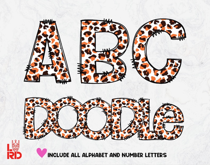 Leopard Print Alphabet PNG, Leopard Doodle Letters, Sublimation Designs ...