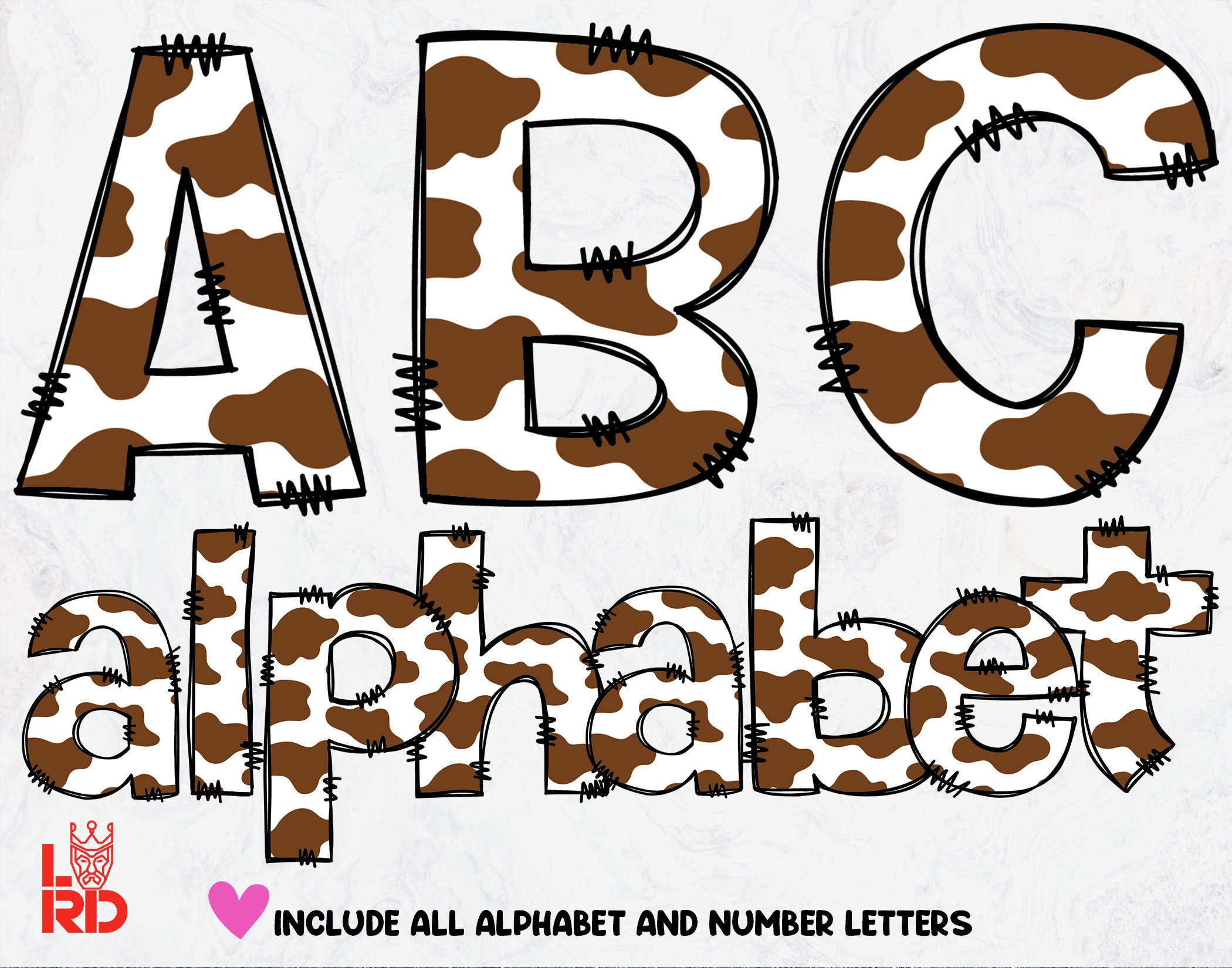 Brown Doodle Cow Hide Letters PNG, Cow Hide Pattern Alphabet, Alphabet ...