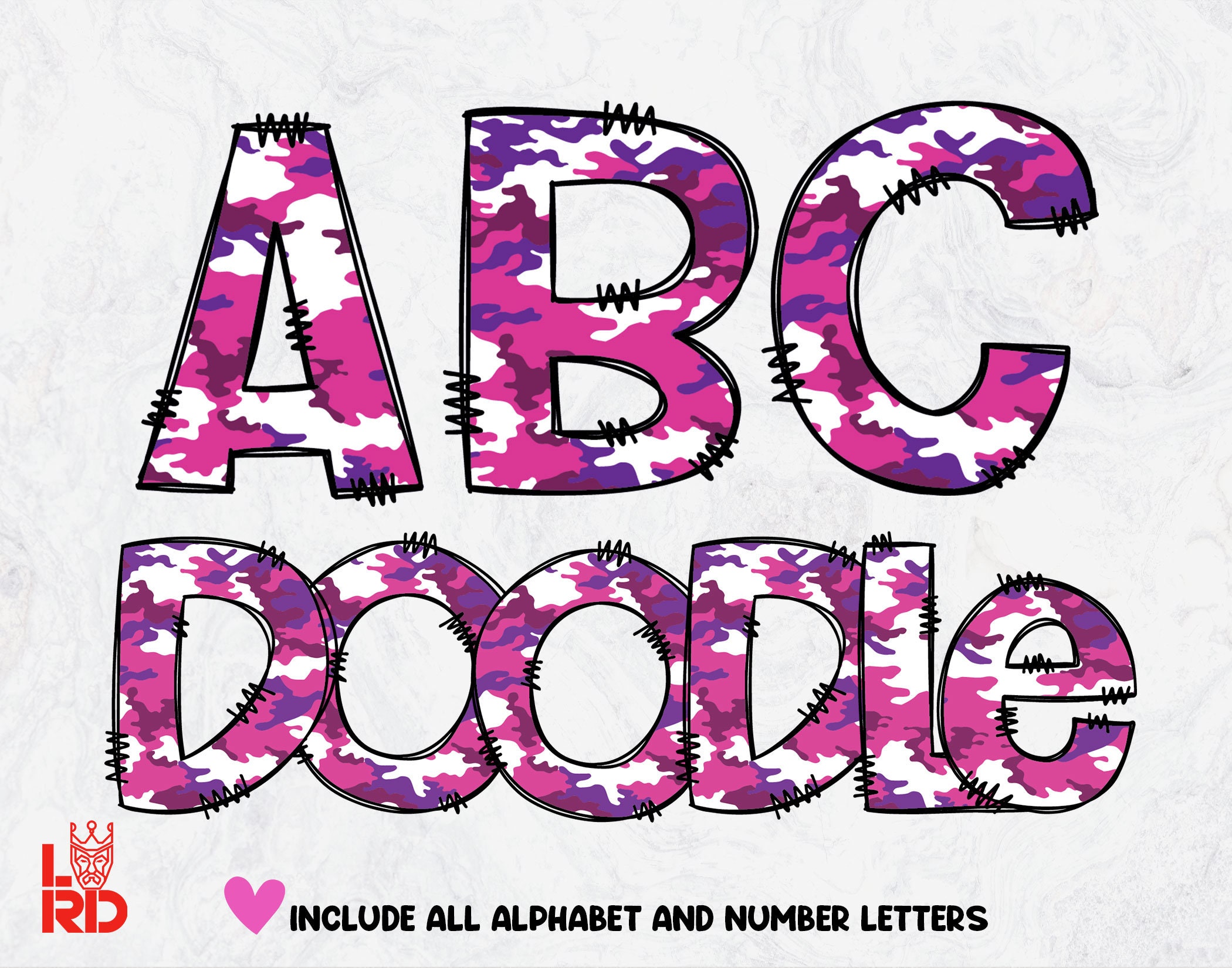 Pink Camo Doodle Alphabet, Military Camouflage, Army Letters ...