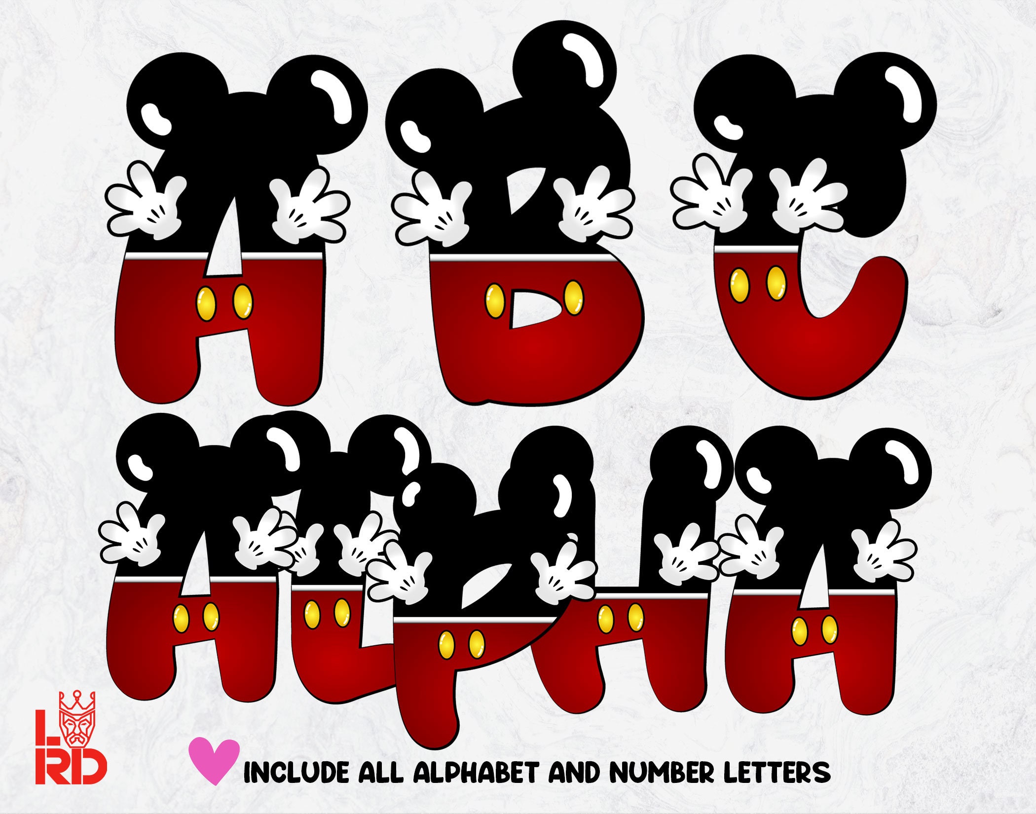Mouse Alphabet PNG, Cute Character Alphabet PNG Sublimation, Cartoons ...