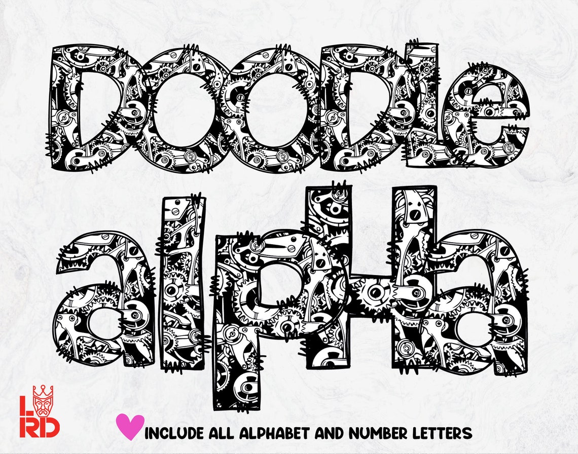 Gear Doodle Letters PNG, Motorcycle Alphabet PNG, Hand Drawn Alphabe ...