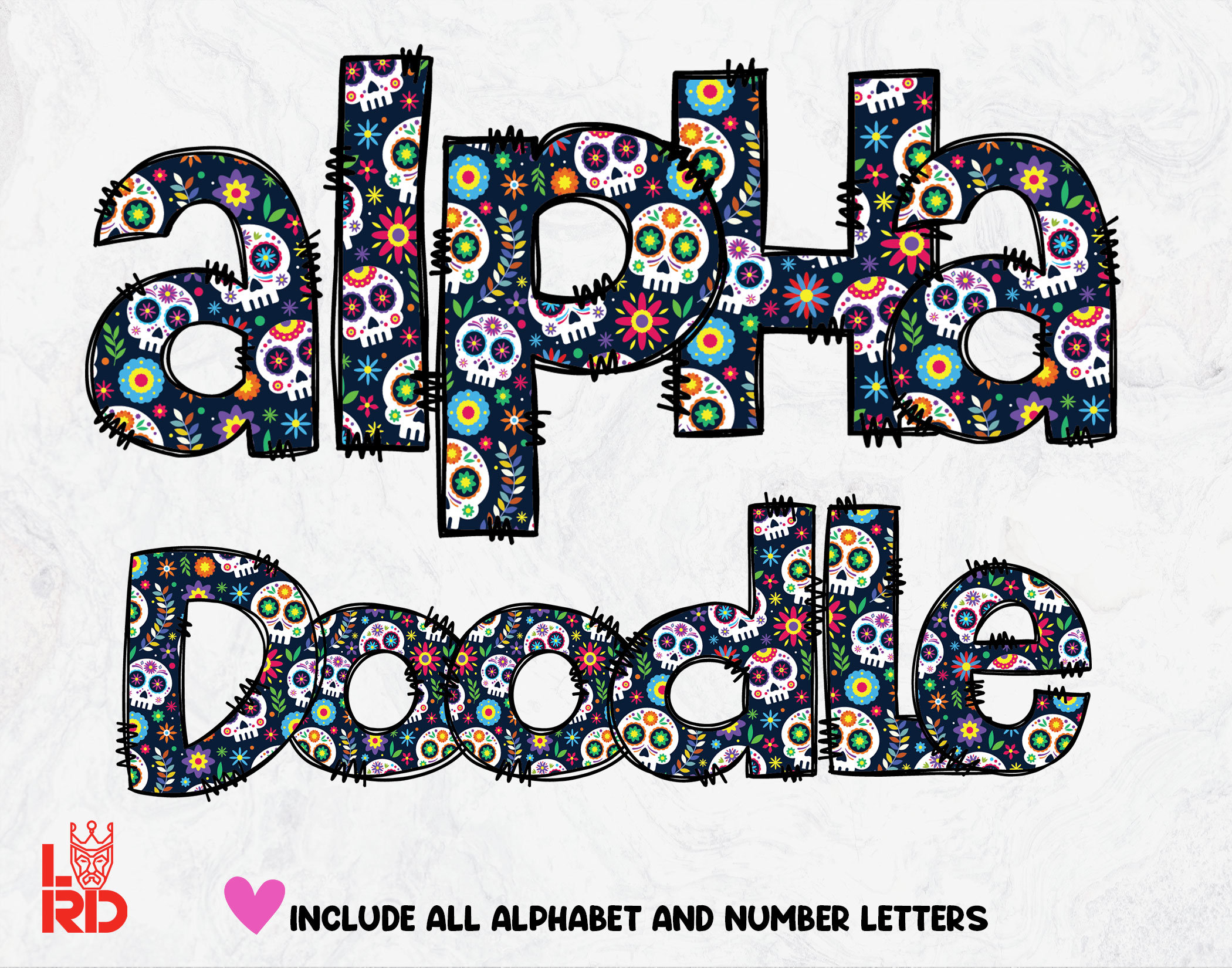 Skulls Alphabet, Printable Alphabet, Skulls Doodle Letters PNG, Digital ...