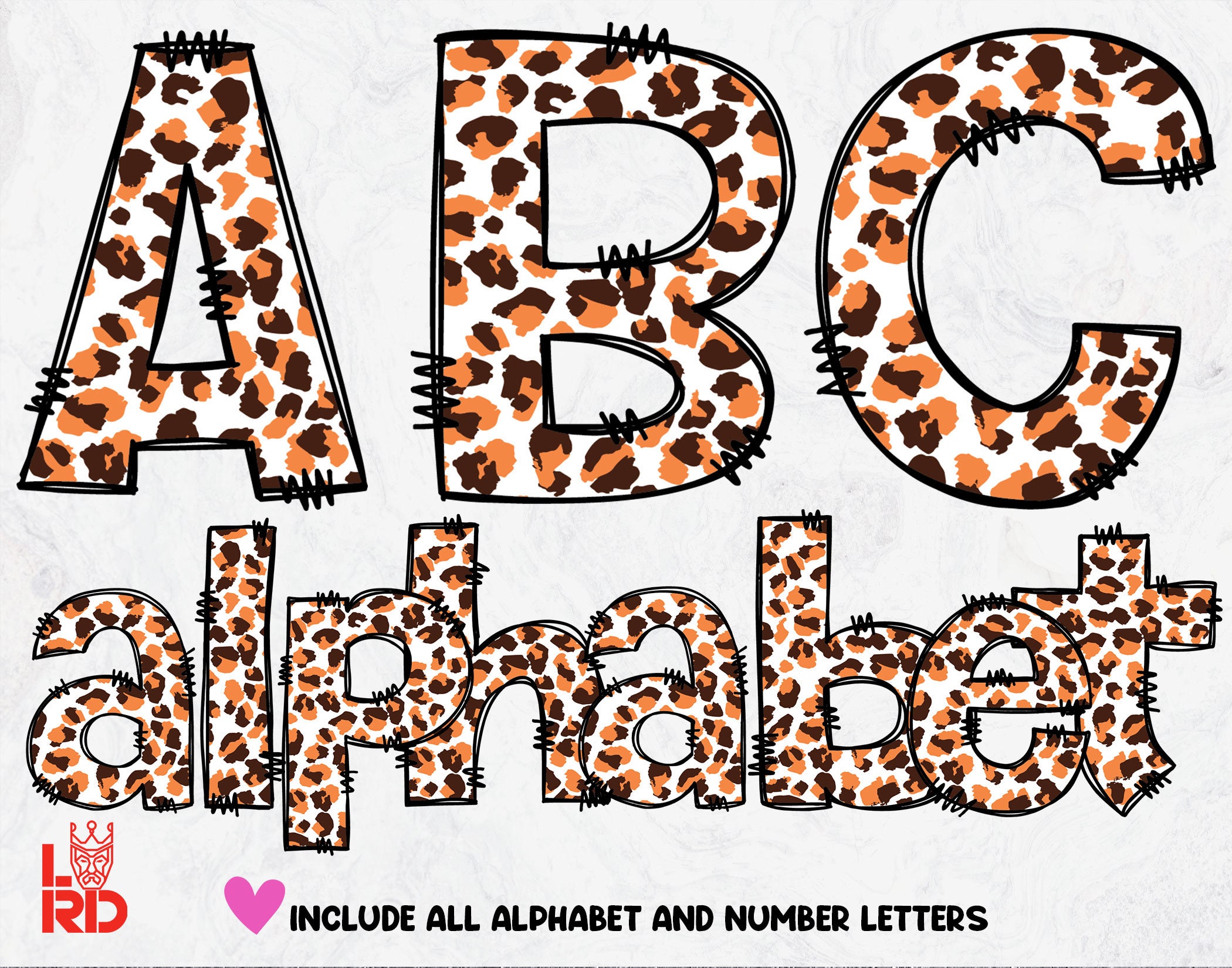 Leopard Print Alphabet PNG, Leopard Doodle Letters, Sublimation Designs ...