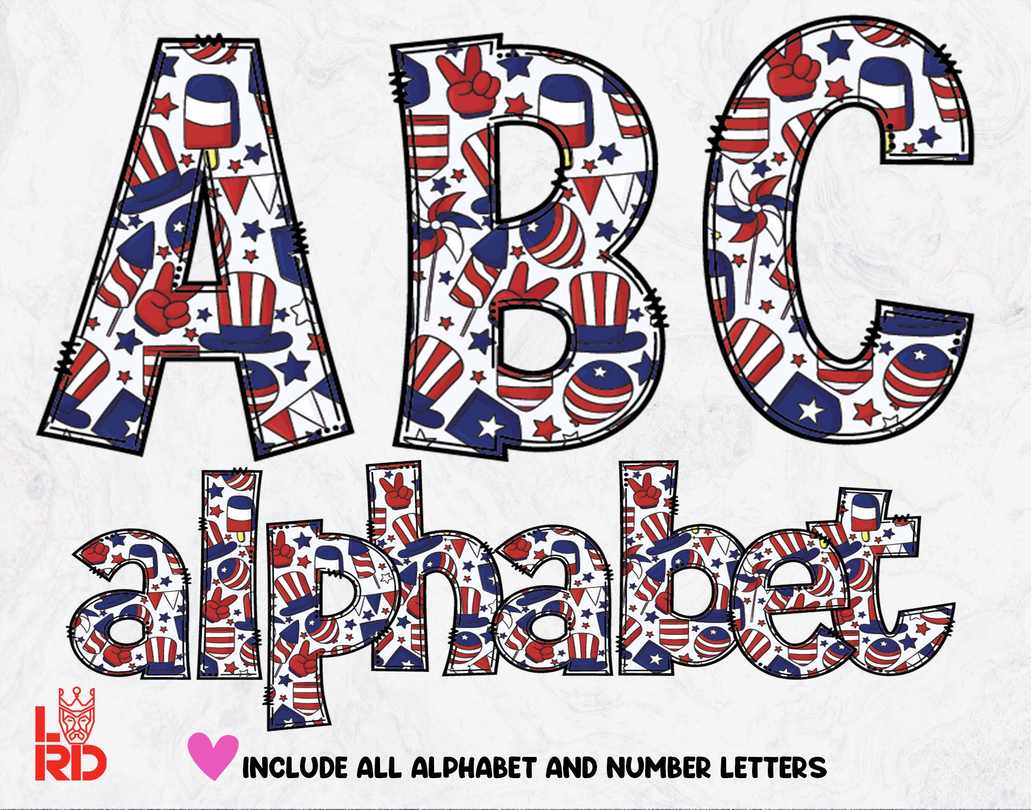American Flag Doodle Letters, USA Alphabet Set, Sublimation Alpha Set ...
