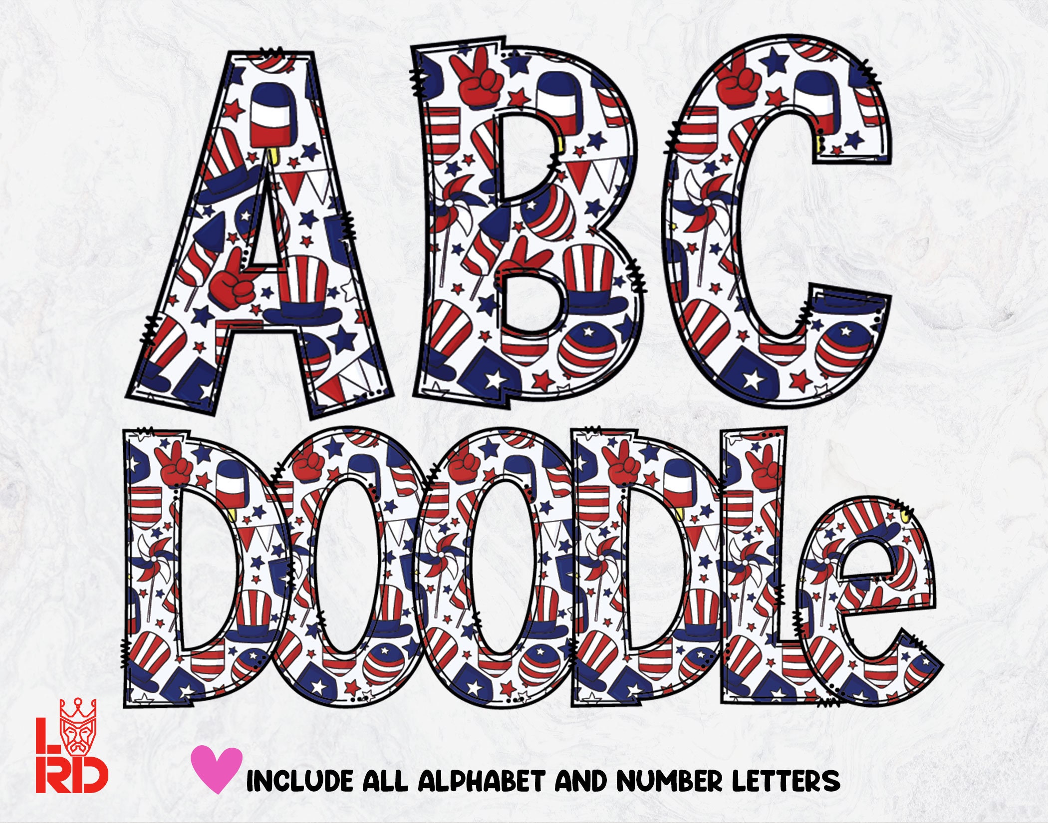 American Flag Doodle Letters, USA Alphabet Set, Sublimation Alpha Set ...