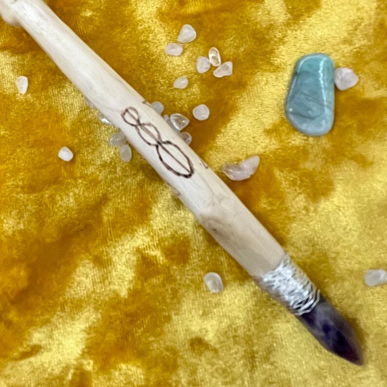 Handmade Wand, Wellbeing Crystal Wand, Ethically Sourced Birch Wood ...