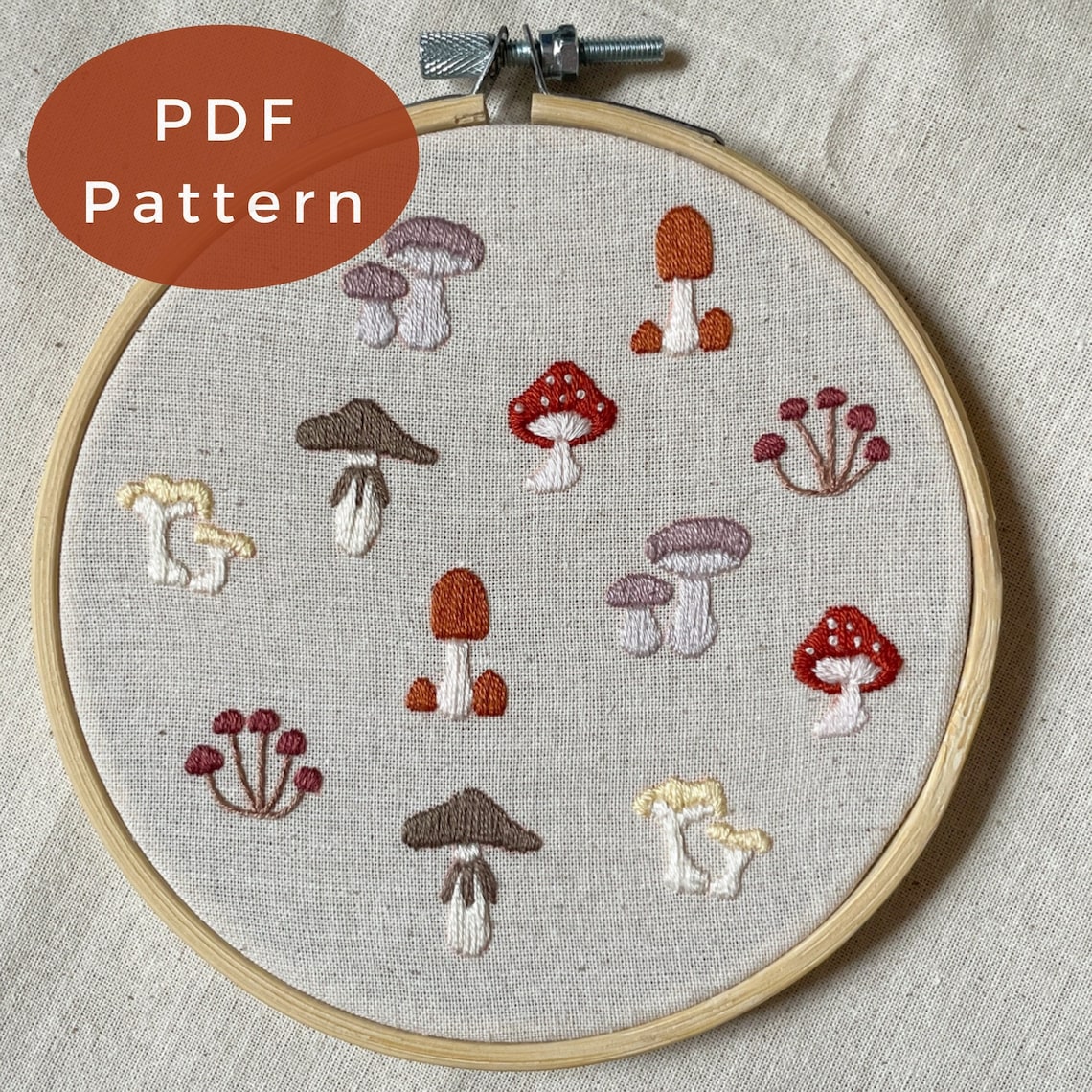 Mushrooms Embroidery PDF Pattern Step by Step Tutorial for Beginners ...
