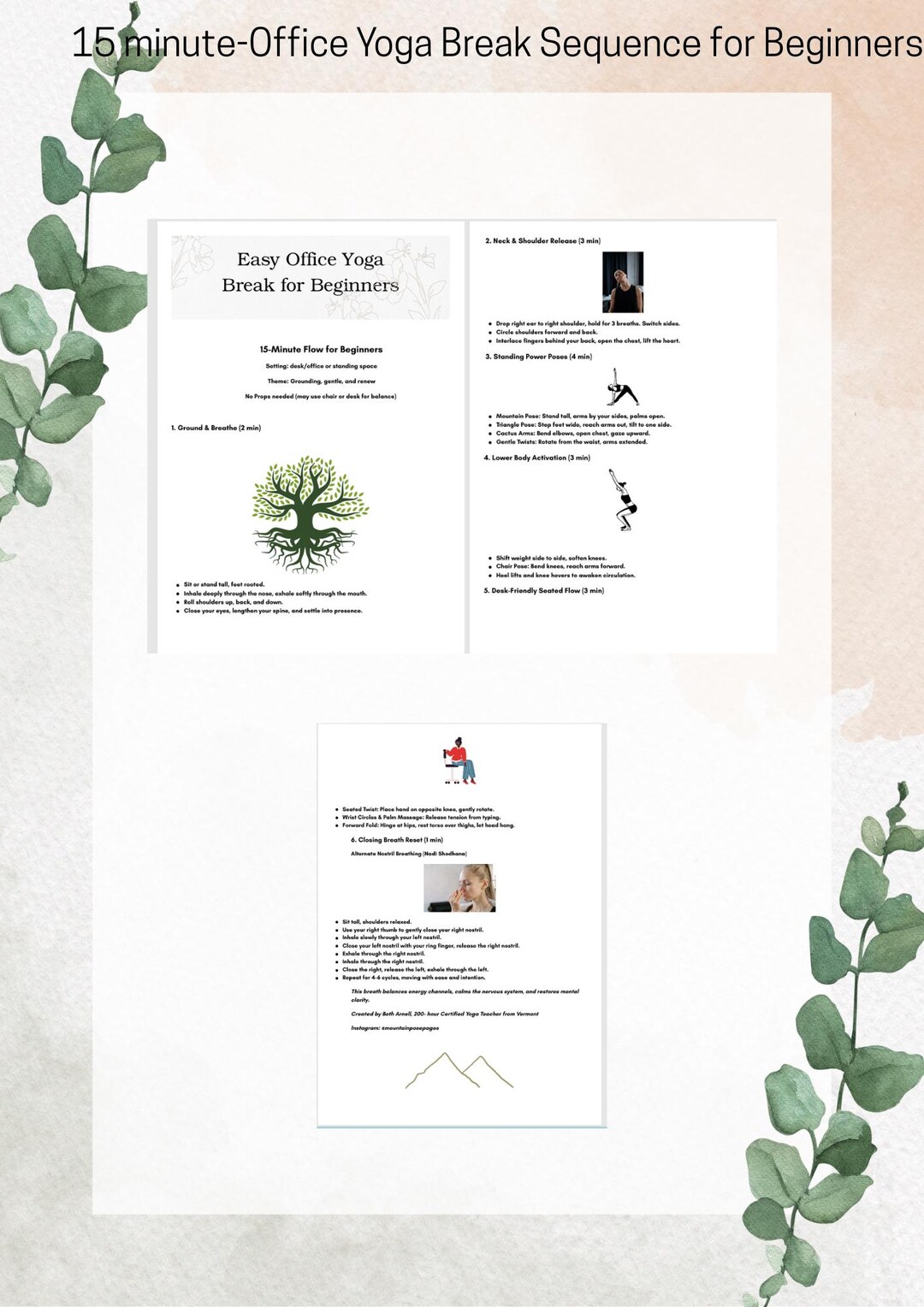 15 -minute Yoga Office Break Sequence for Beginners - Etsy