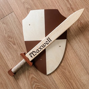 Set of One Personalized Wooden Sword With One Wooden Shield, Wooden ...