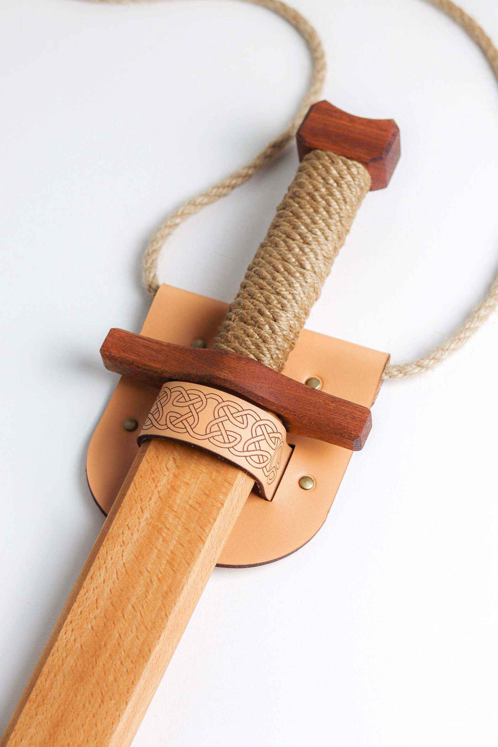 Personalised Wooden Sword With Leather Holder for Kids, Pretend Play ...