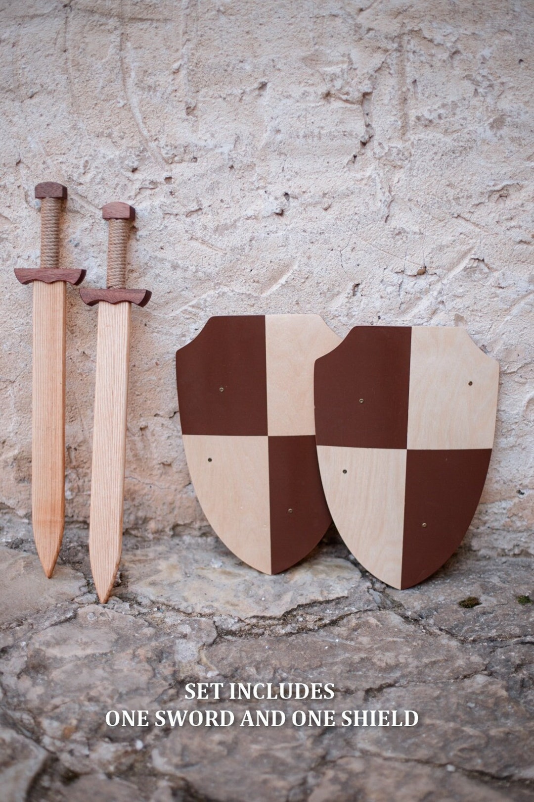 Set of One Personalized Wooden Sword With One Wooden Shield, Wooden ...