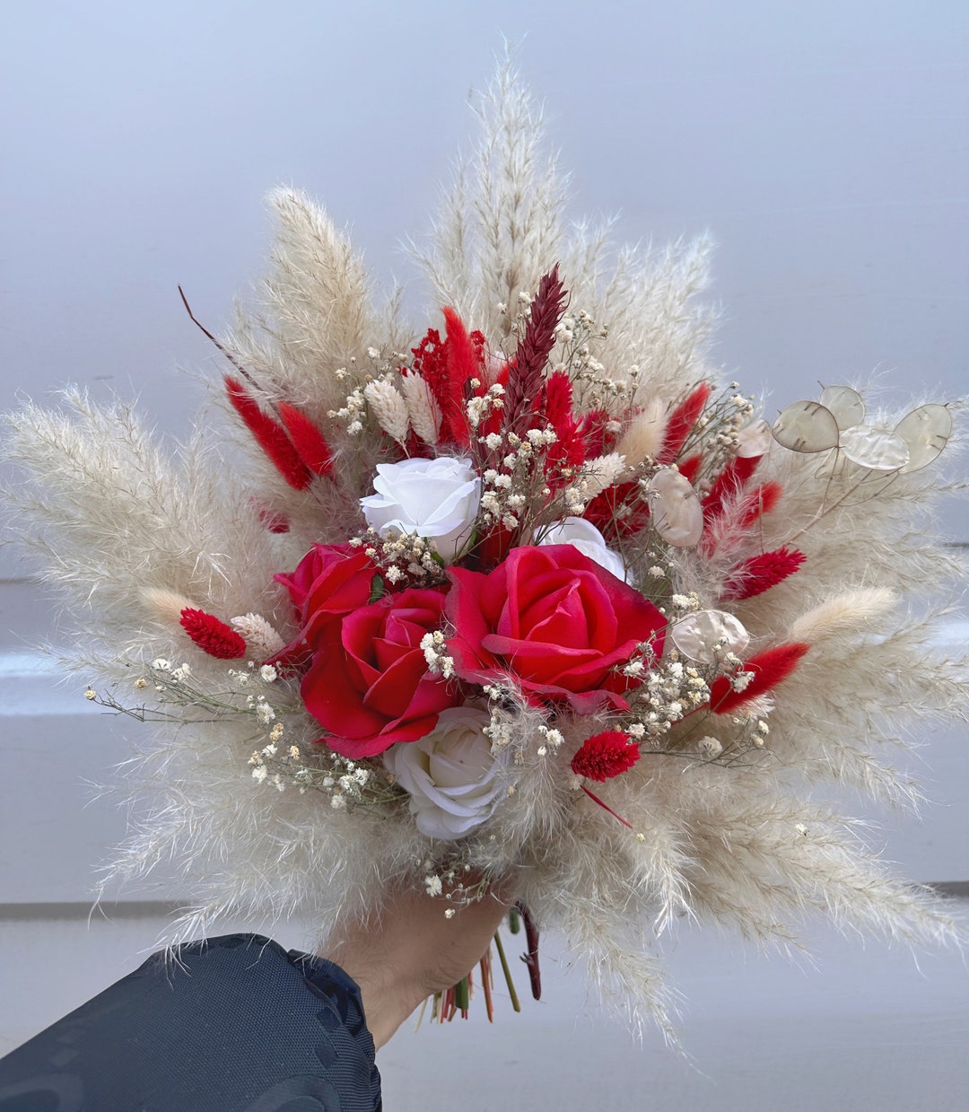 Bridal Bouquet Red Boho Wedding Bouquet Wedding Bouquet Red Dried ...