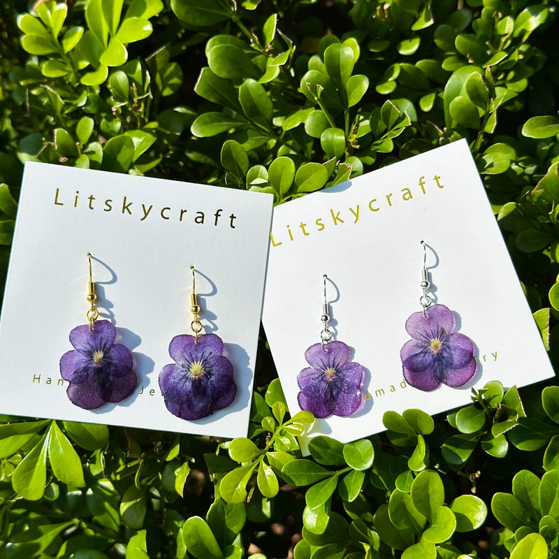 Pansies Dangle Earrings - Etsy UK