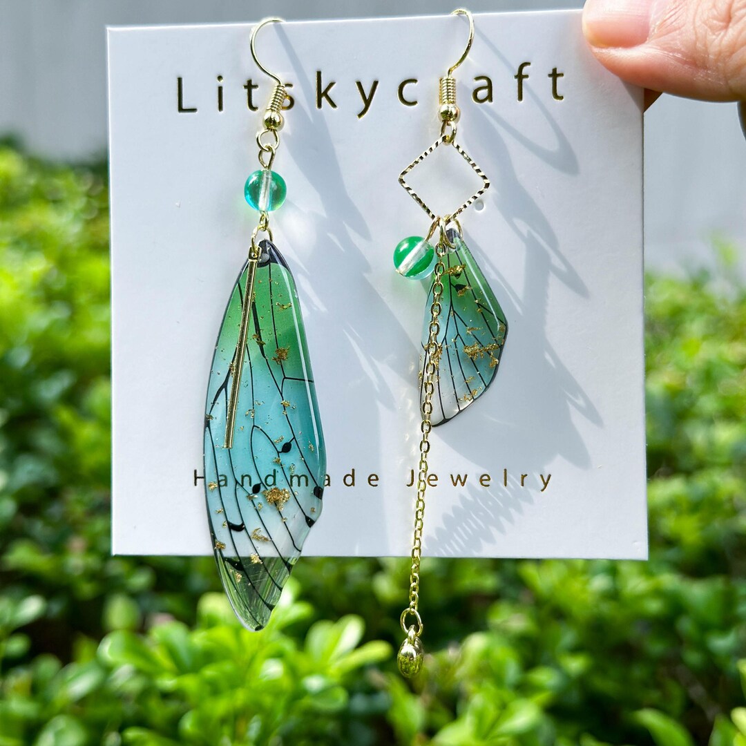 Butterfly Wing Resin Earrings, Handmade Fairy Butterfly Wing Jewerly ...