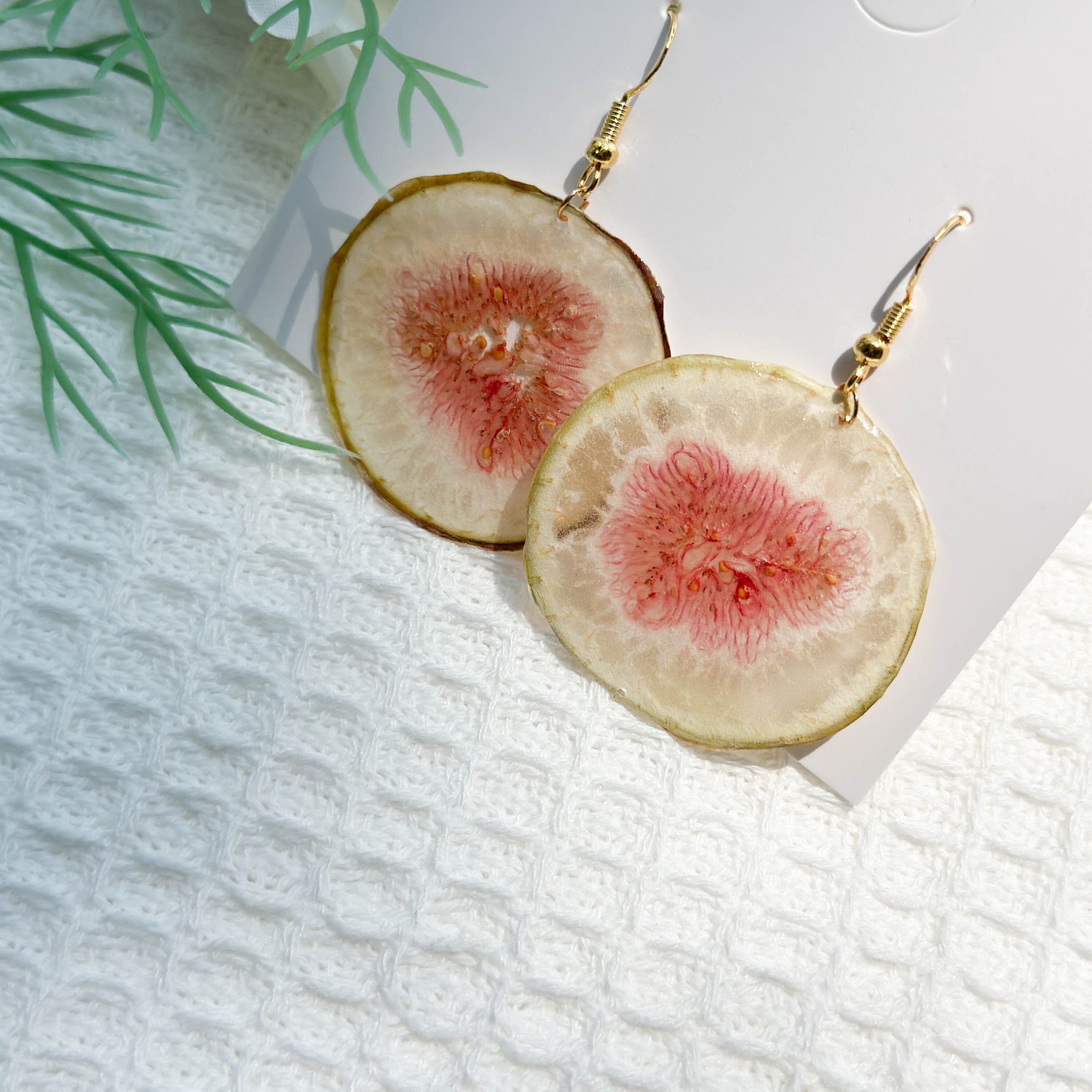 Real Resin Fig Fruit Earrings Handmade Pressed Fig Resin - Etsy